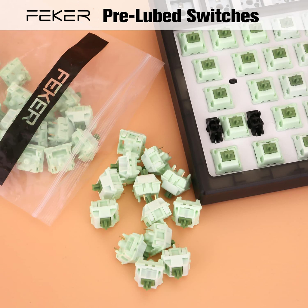 FEKER Matcha Switches for Mechanical Keyboard DIY - Linear Keyswitch 5 Pins for Mechanical ...