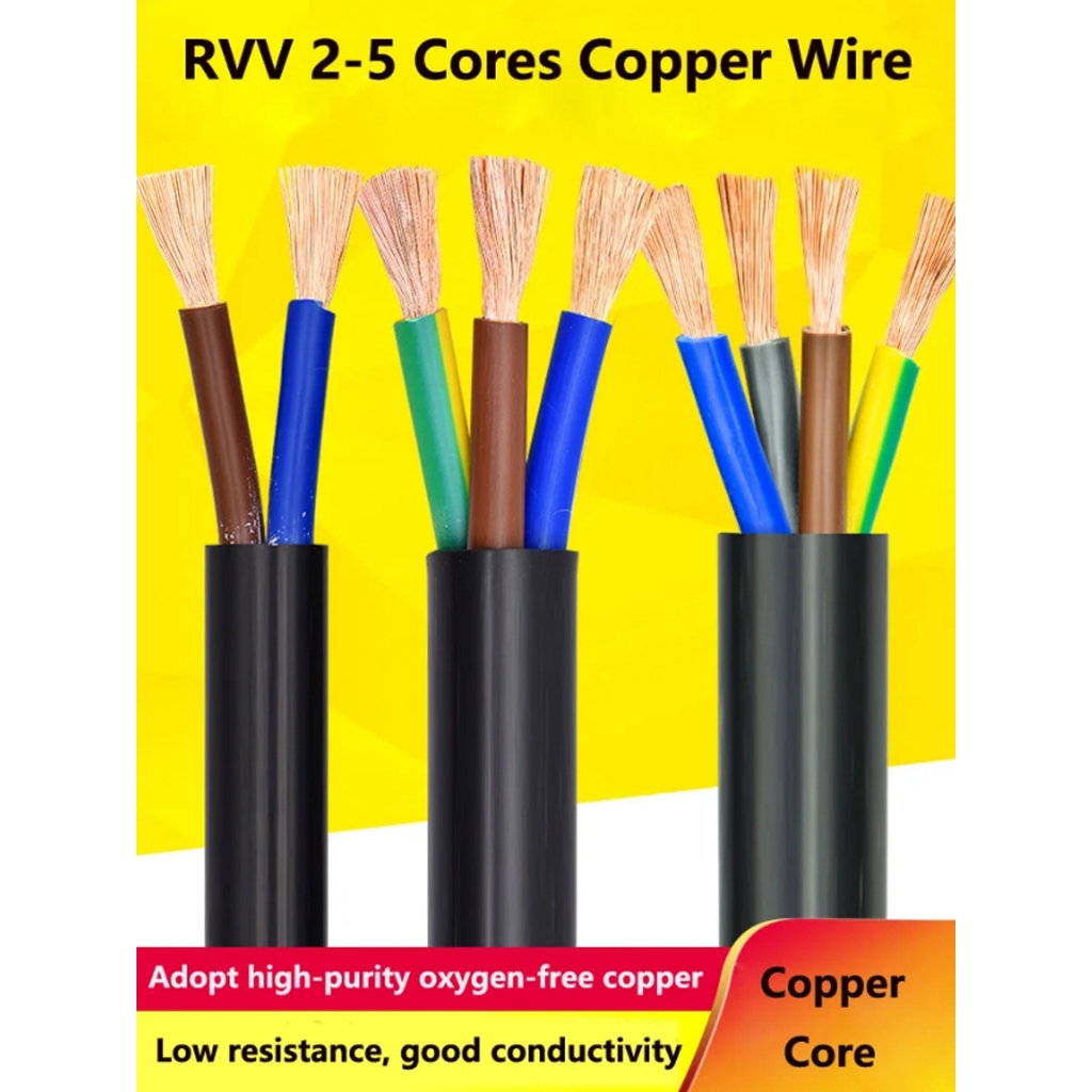 RVV Power Connection Control Cable 2 3 4 5 Core 0.75 1 1.5 2.5 4 6mm² PVC Sheathed Pure Copper ...