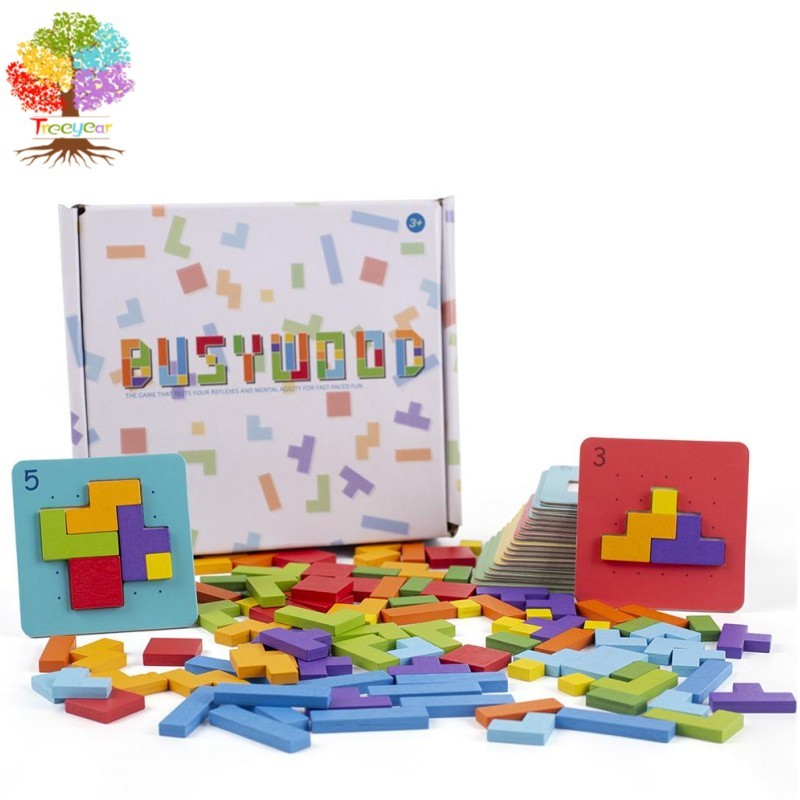 Treeyear Wooden Pattern Blocks Geometric Manipulative Shape Puzzle ...