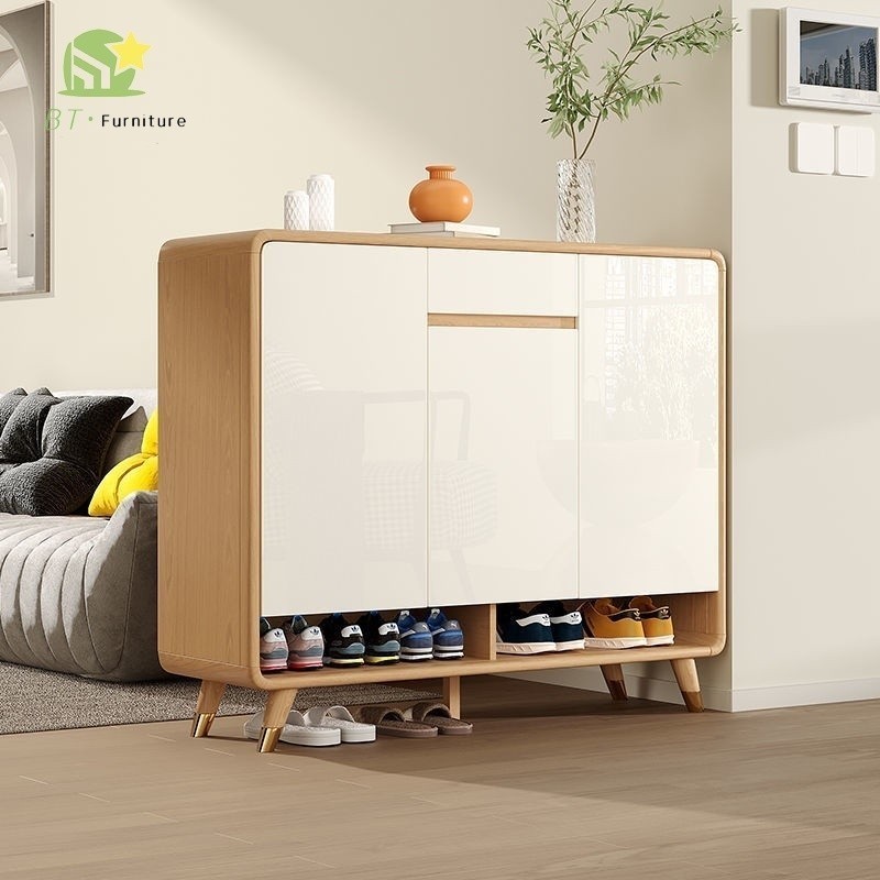 Nordic Shoe Cabinet Home Solid Wood Large Capacity Simple Doorway ...