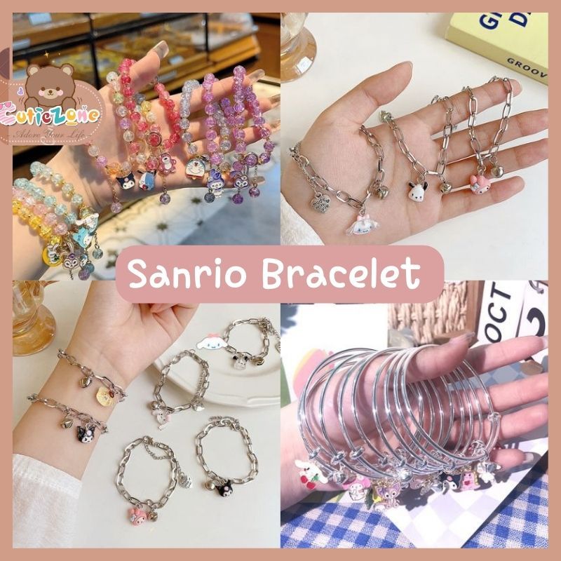 Hello Kitty Doraemon Melody Bracelet Couple Fashion Cute Crystal beads ...