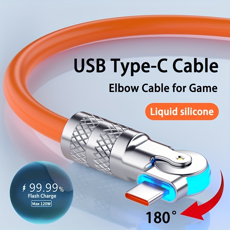 120W 7A Fast Charging Usb Type C Cable Rotation Elbow Cable For Game ...