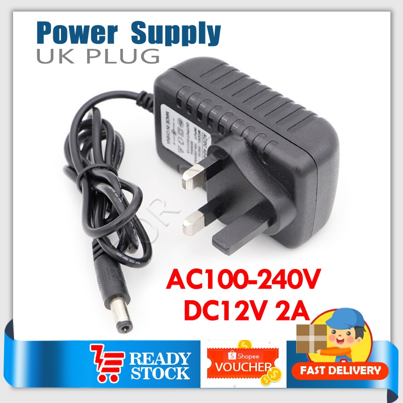 DC 12V 2A Power Supply Transformer Adapter AC100-240V Converter Wall ...
