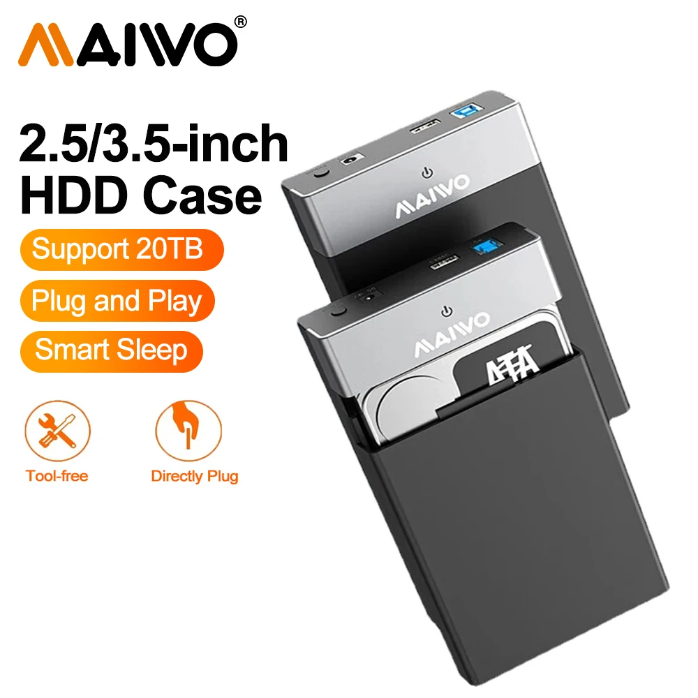 MAIWO HDD Enclosure 2.5/3.5 inch SSD Case USB 3.0 to SATA 3.0 External ...