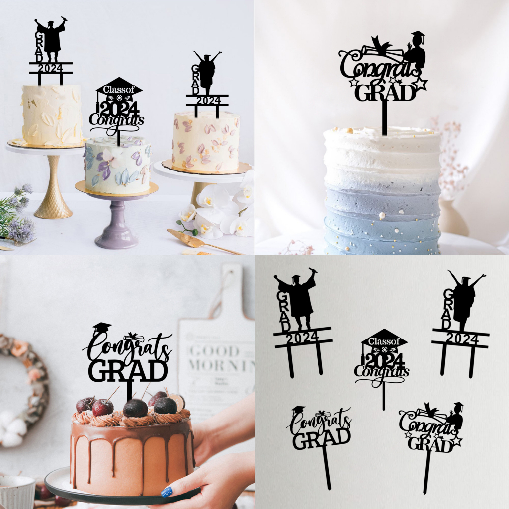 10 Pieces Congrats Grad Acrylic Cake Topper, Happy Graduation Cake ...
