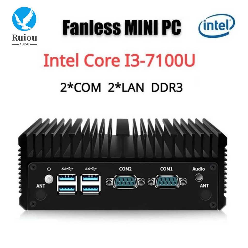 MINI PC Intel Core I3-7100U Fanless Soft Router Industrial MINI PC Dual ...