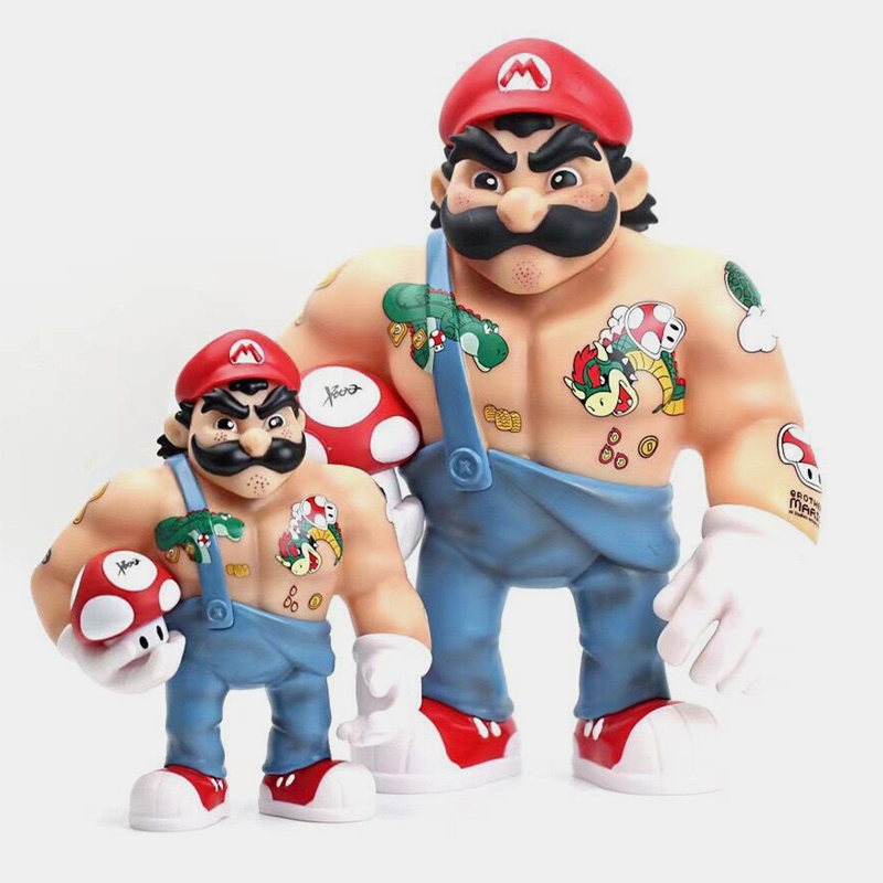 32cm Game Super Mario Bros. Muscle Mario Toad Red Mushroom Yoshi Bowser ...