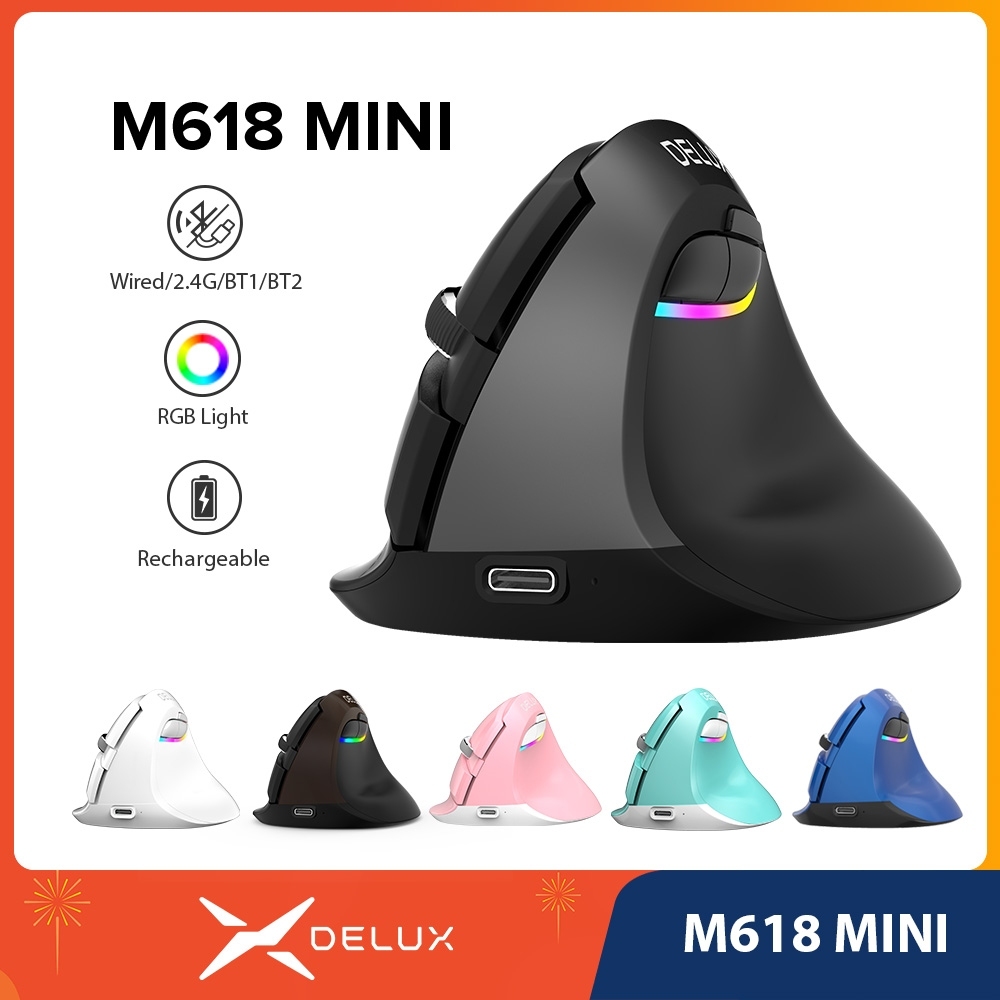 Delux M618 Mini Wireless White Mouse Bluetooth 4.0+2.4GHz Dual mode ...