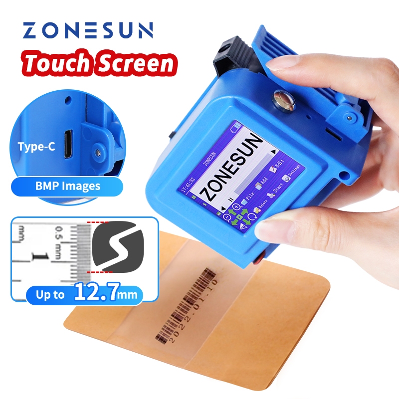 ZONESUN ZS-DC1 Handheld Inkjet Printer Portable Date Coding Machine 12.7mm QR Code Barcode Batch ...