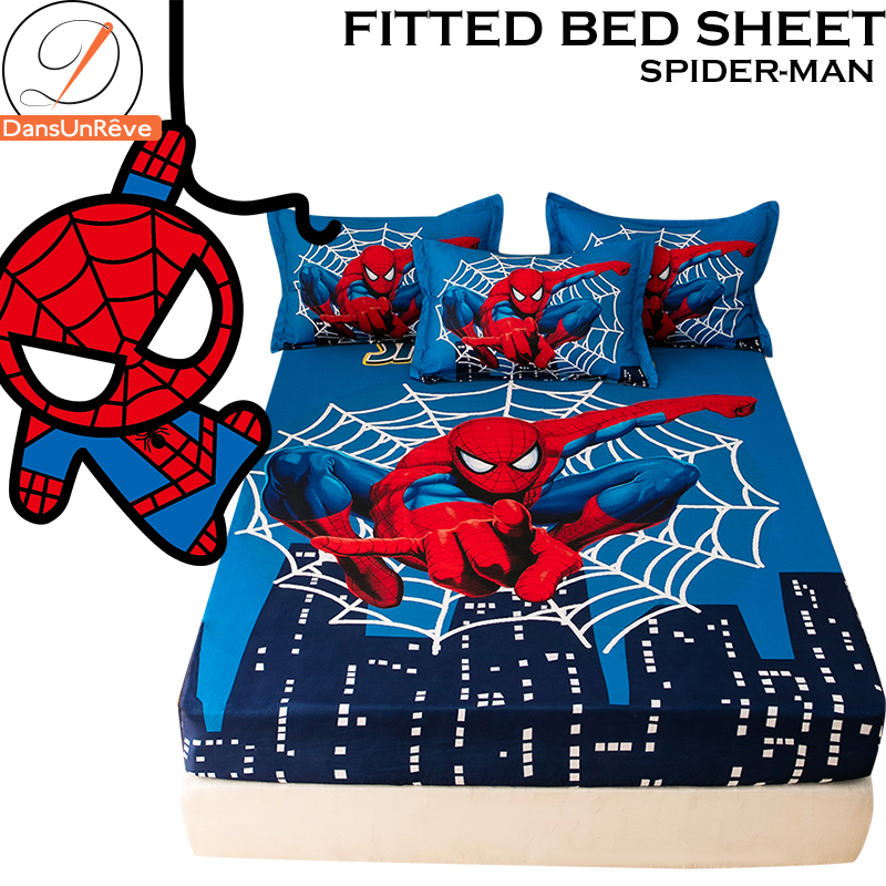 Dansunreve Kids Cartoon Spiderman Bedsheet Ultraman Fitted Sheet Spider ...