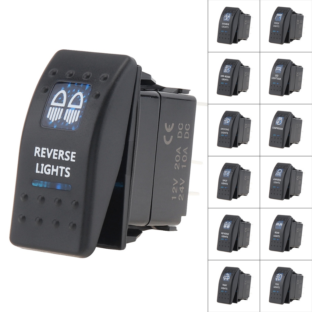 12V 20A Blue LED Waterproof Car Switch Bar ARB 5P Push Rocker Toggle ...