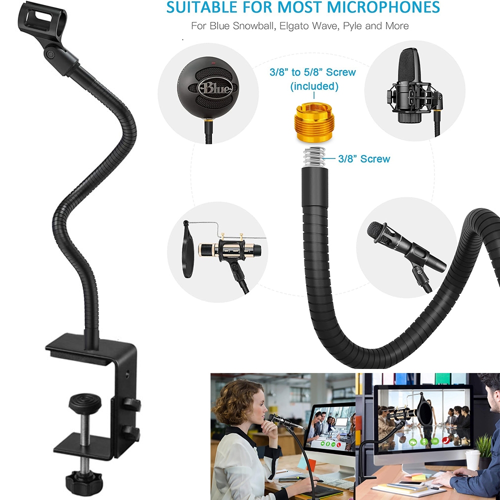 Microphone Stand,30cm Flexible Gooseneck Desktop Mic Stands Holder with ...