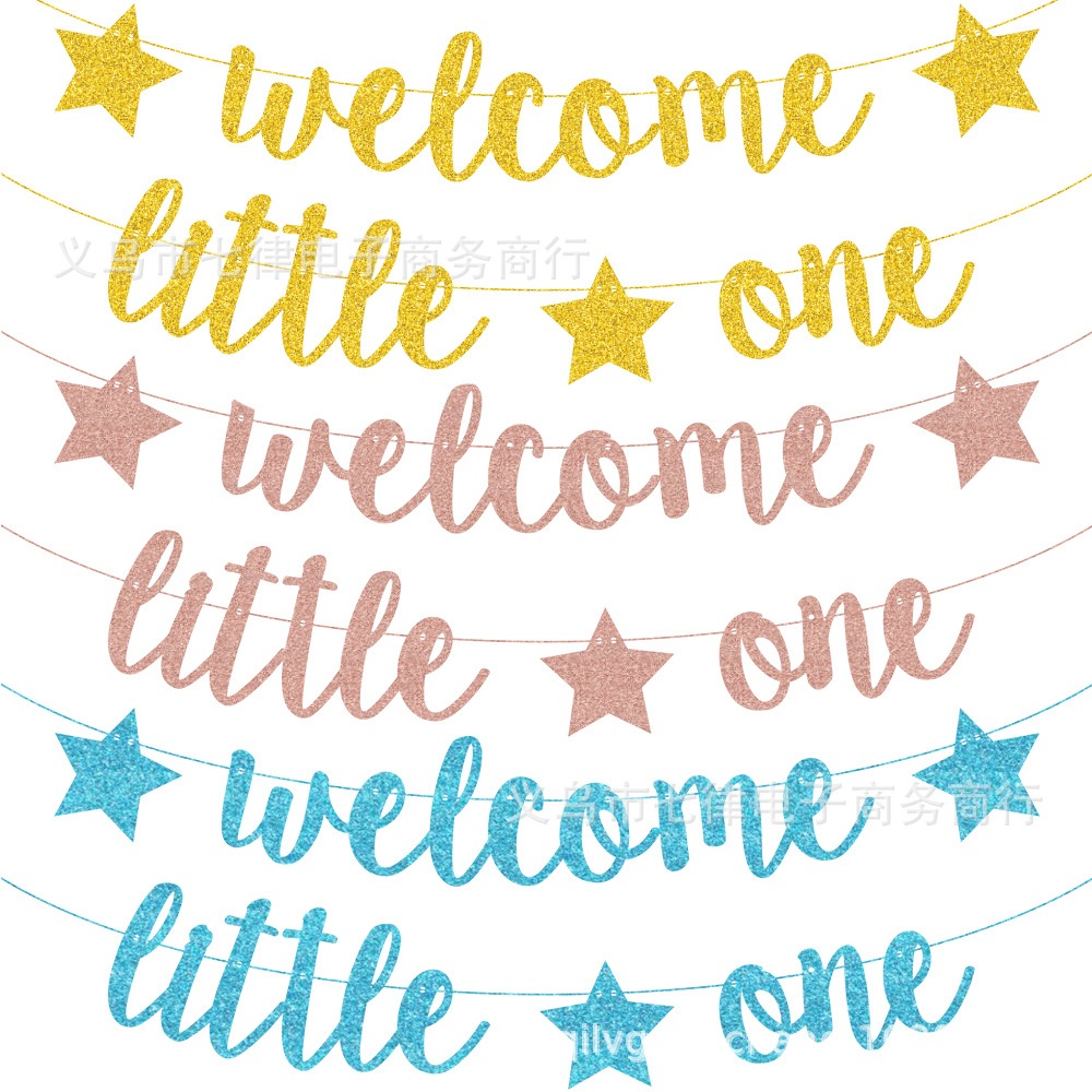 Baby Baptism Party Decoration Banner Scallion Powder Pull Flag welcome ...