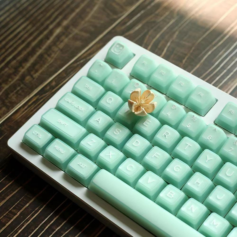 【Keycap Only】Cyan Jade Translucence Keycap 142 Keys PBT Double Shot SA ...
