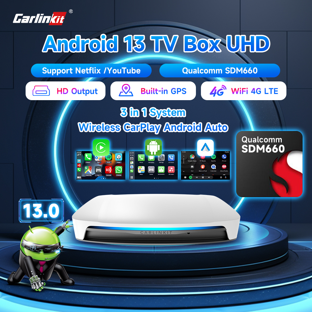 Carlinkit UHD Carplay Ai Box Android 13 Wireless CarPlay Android Auto SDM660 Qualcomm 8 Core ...
