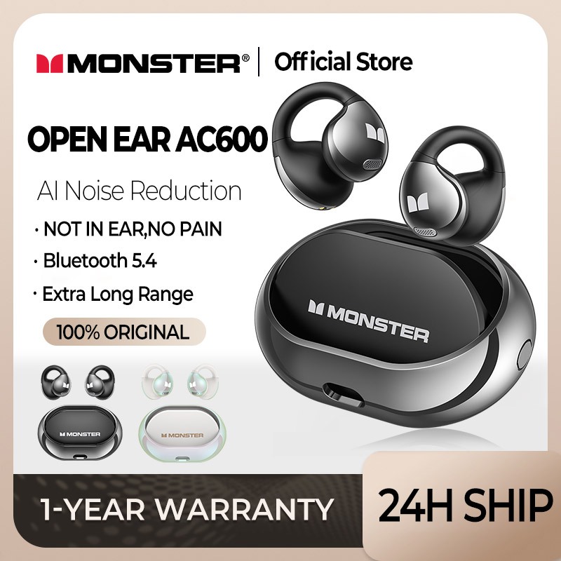 Monster AC600 Open Ear Bone Conduction Wireless Noise-Cancelling ...
