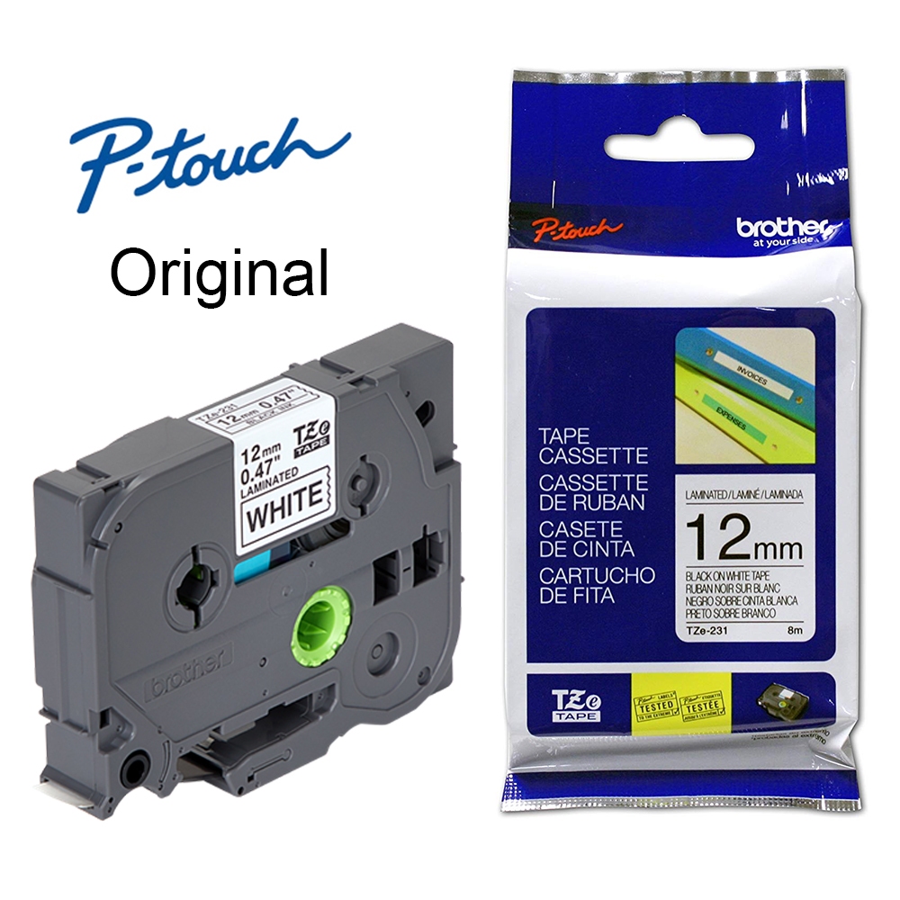 Original Brother Black on White Tape | Brother TZE-231 12mm label Tape ...