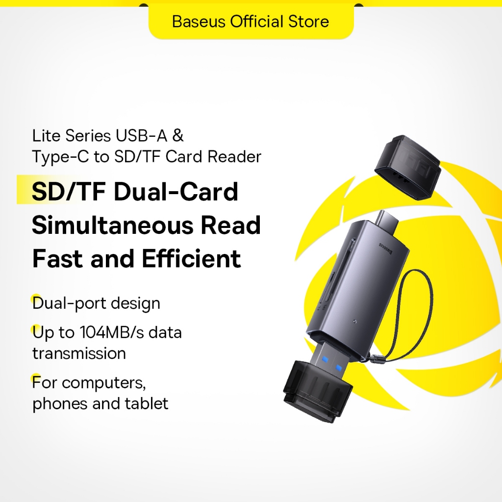 Baseus Card Reader Type-C USB3.0 to SD Micro SD TF Memory Card Device ...