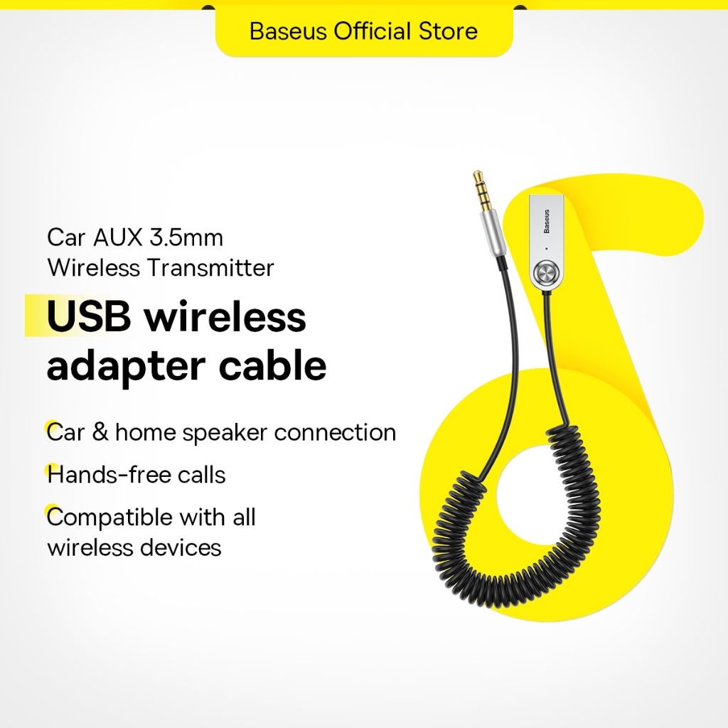 Baseus Bluetooth Transmitter Wireless Bluetooth Receiver 5.0 Car AUX 3 ...