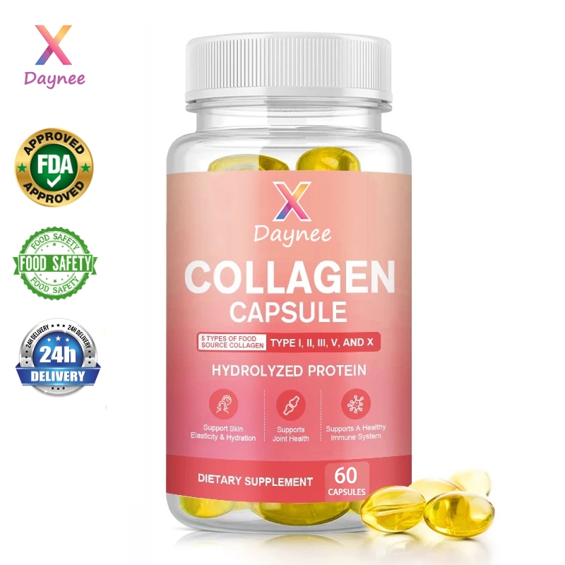 Daynee Collagen Capsules Type I Ii Iii V & X Hydrolyzes Protein ...