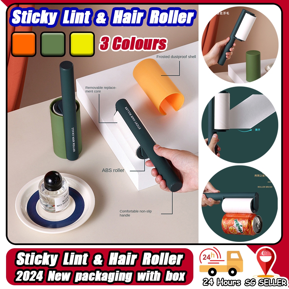 🇸🇬 ReadyStock - Magic Sticky Roller Lint Roller Clothes Hair Roller Remover Laundry Roller ...