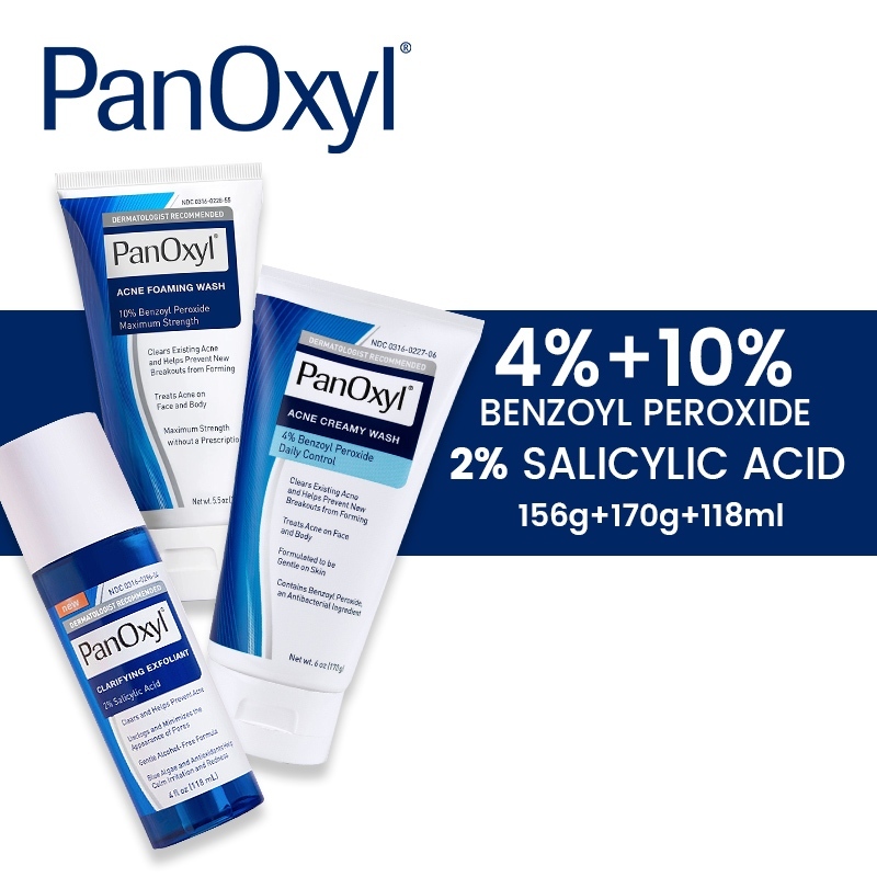 PanOxyl 10% Acne Foaming Wash 156g/4% Acne Creamy Wash/Cleanser Benzoyl ...