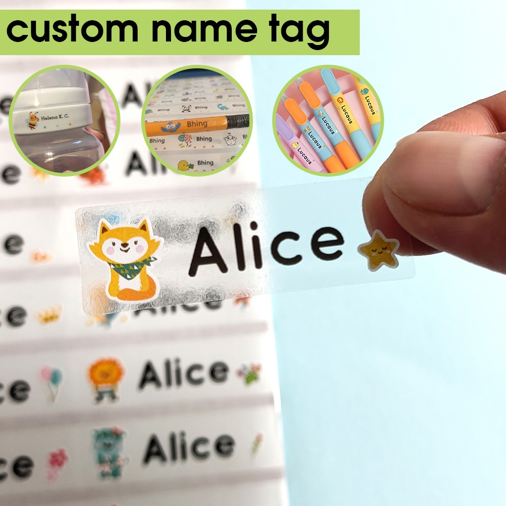 Cartoon Animals Customize/Personalize Sticker Name Labels For Children ...