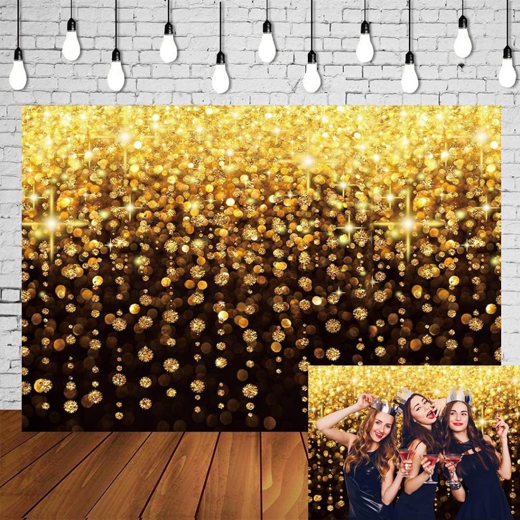7x5ft Black and Gold Glitter Photography Backdrop Golden Spots Photo ...