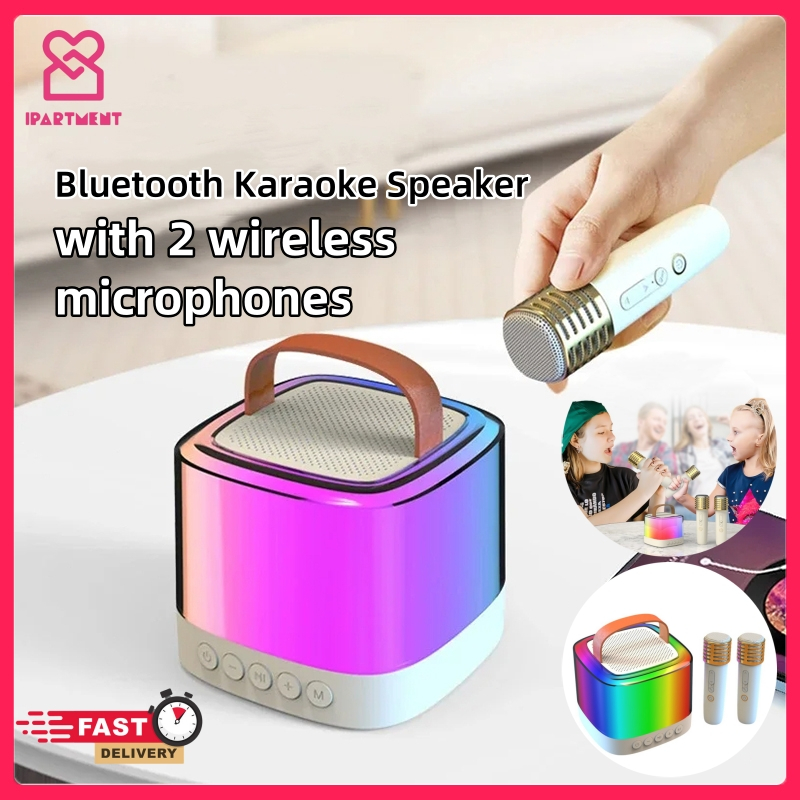 【SG STOCK】Bluetooth Speaker with 2 microphone Mini Karaoke set ...
