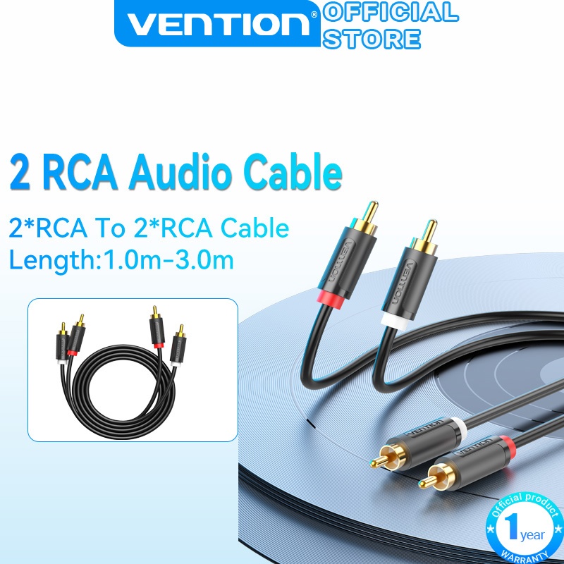 Vention RCA Cable 2 RCA to 2 RCA Gold-Plated Stereo Audio Cable for ...