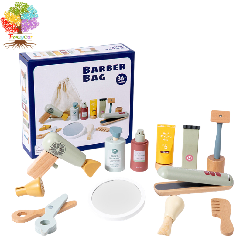 Treeyear Kids Hair Salon Playset, Wooden Makeup Toy Set, Hair Styling ...