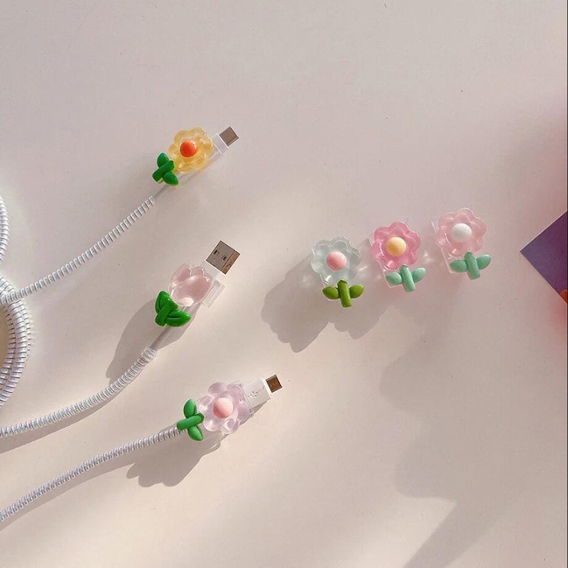 Kawaii Flowers Cable Protector Cute Wire Date Line Cord USB Charging ...