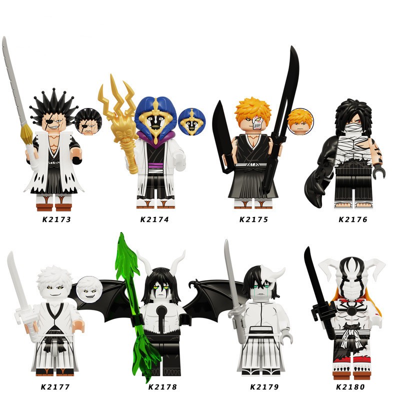 Anime KUROSAKI IGHIGO BLEACH KUCHIKI RUKIA Mini Block Toys Figures ...