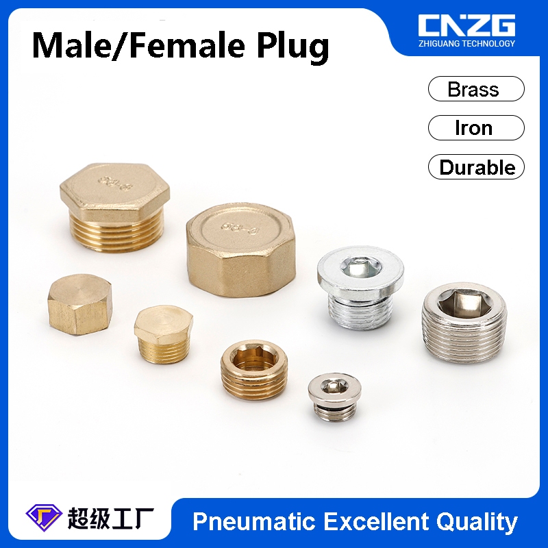 Male Female Thread Brass /Iron Pipe Hex Head End Hose Cap Manifold Plug ...