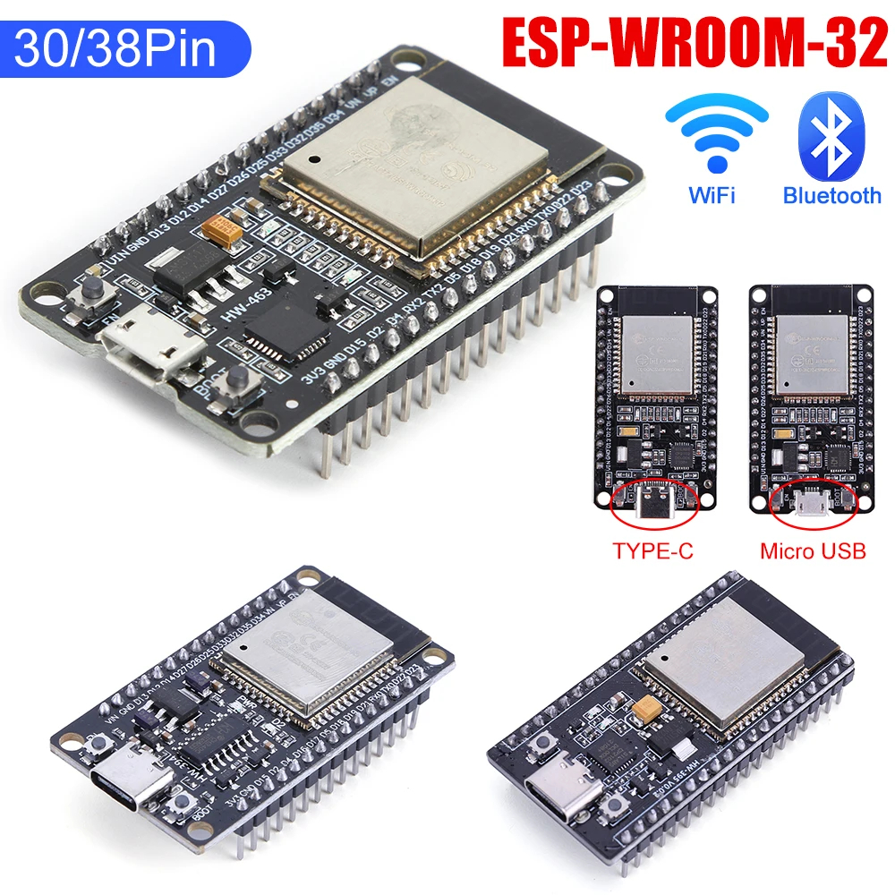 ESP32 Development Board TYPE-C/Micro-USB CH340C CP2102 CH9102X WiFi+Bluetooth Dual Core NodeMCU ...