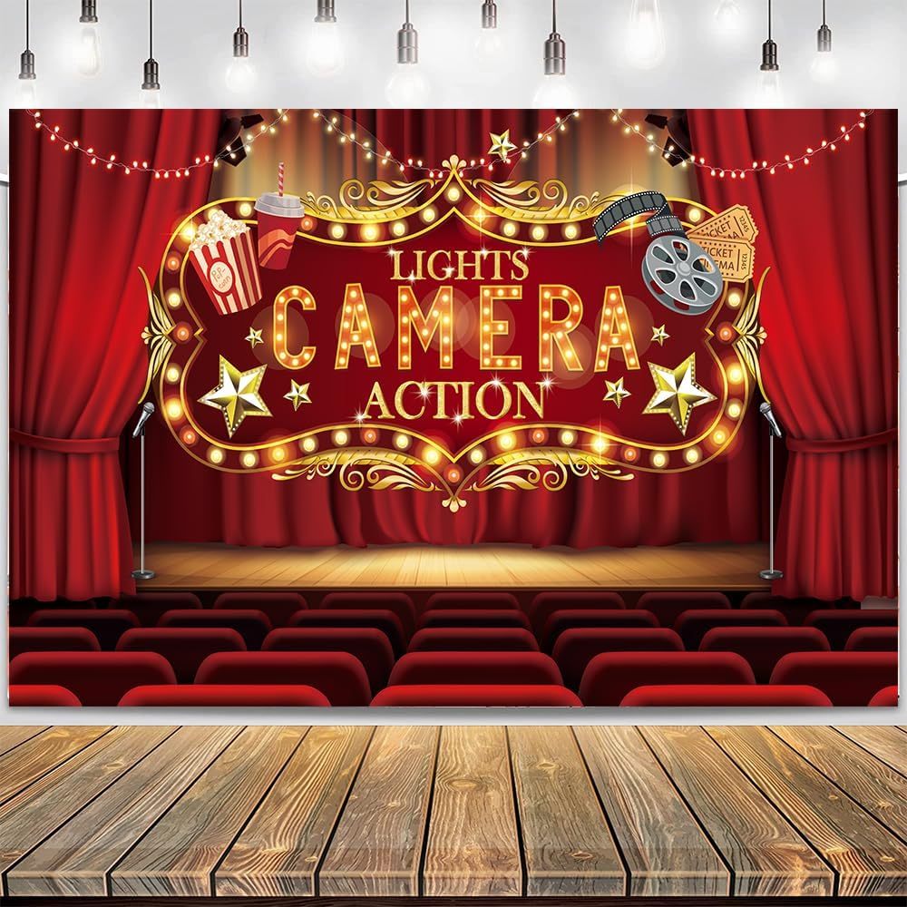 Lights Camera Action Photography Backdrop 7x5ft Movie Party Night ...