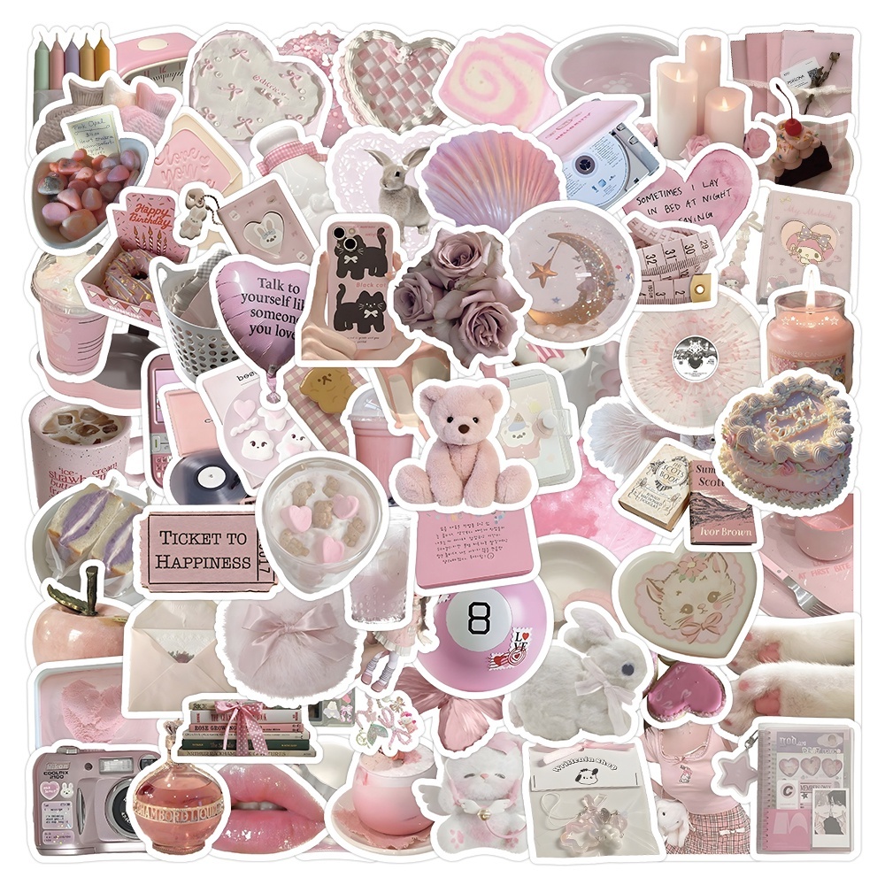 103pcs Ins Style Cute Pink Stickers DIY For Phones Laptop Car Sticker ...