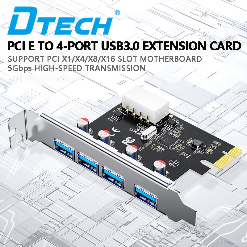 Dtech PCI E to 4-Port USB3.0 Expansion Card Suitable for Desktop ...