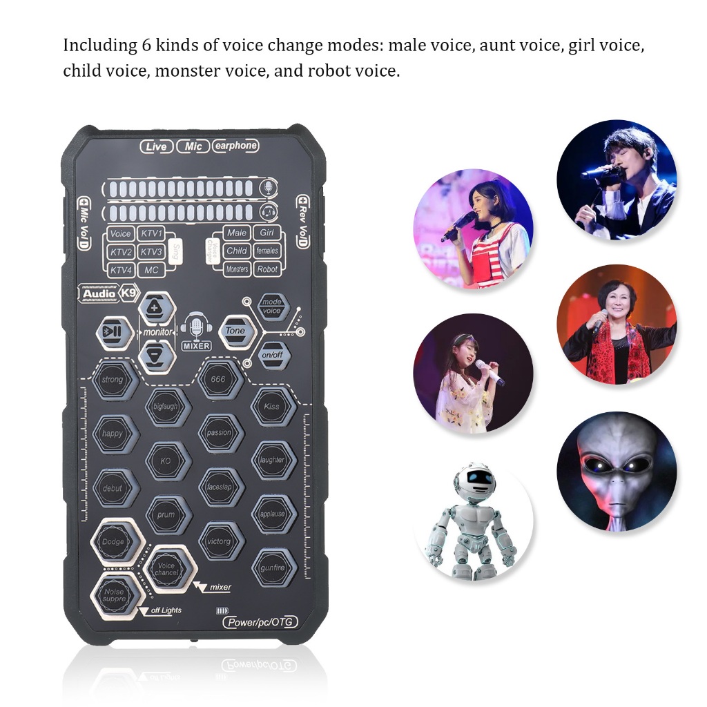 PDay Live Sound Card Handheld Outdoor Portable DSP Sound Card Effect ...