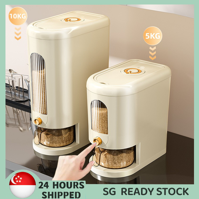 【SG READY STOCK】5/10KG Rice Storage Box Sealed Rice Dispenser Large ...