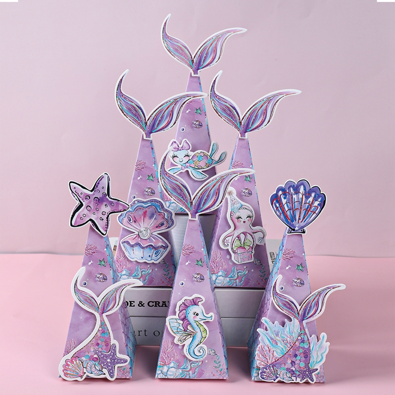 6pcs Mermaid Theme Triangle Candy Box mermaid theme party decorations ...
