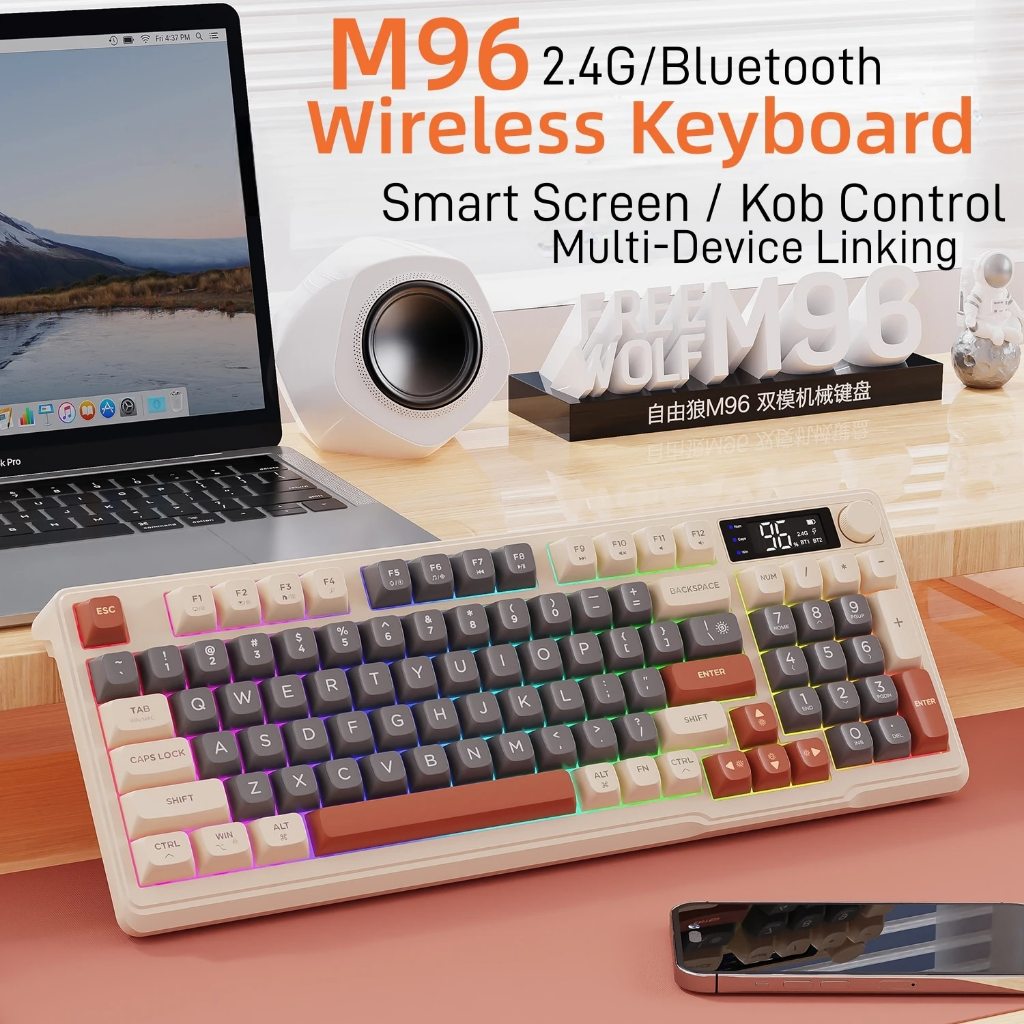 ZIYOULANG M96 Wireless RGB Keyboard 2.4G & Bluetooth Dual Mode Battery ...