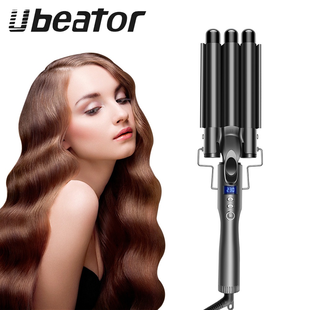 Ubeator hair curler Three large wavy long hair tubes silvery curling ...
