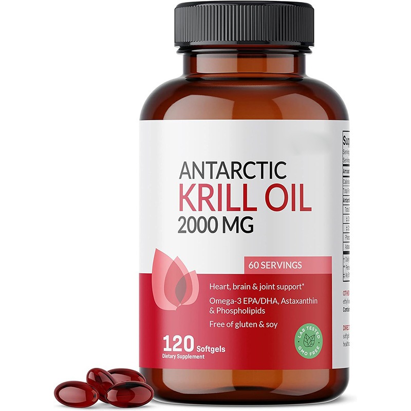 Antarctic krill oil softgel capsules Supplement with nutrients and ...