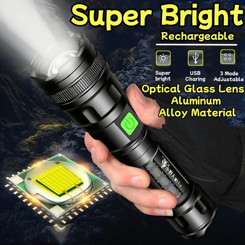 ⭐𝐒𝐆 𝐋𝐨𝐜𝐚𝐥⭐ Super Bright Tactics Flashlight IP67 Waterproof LED Torch ...