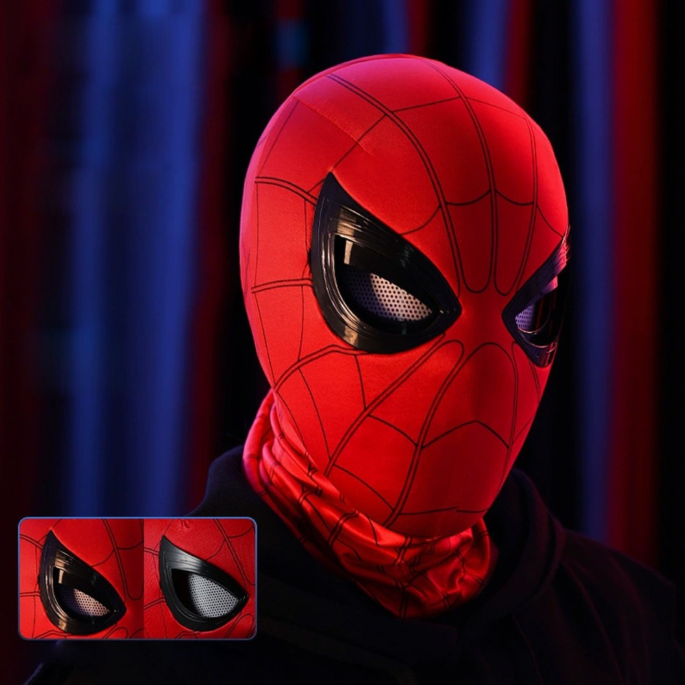 Spiderman Mask Eye movable blinking Superhero Headgear/Cosplay Toy Set ...