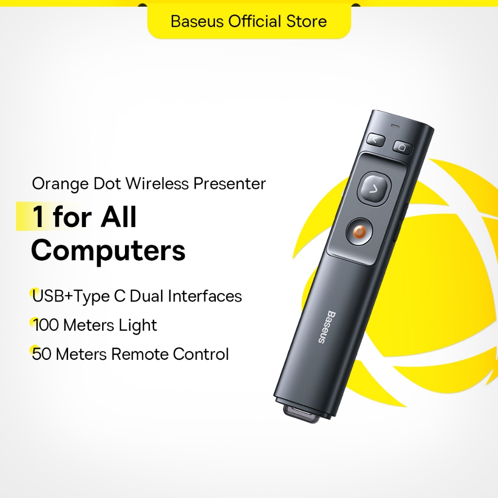 Baseus Presenter Wireless Laser Pointer 2.4GHz Remote Controller for Mac Win Projector ...