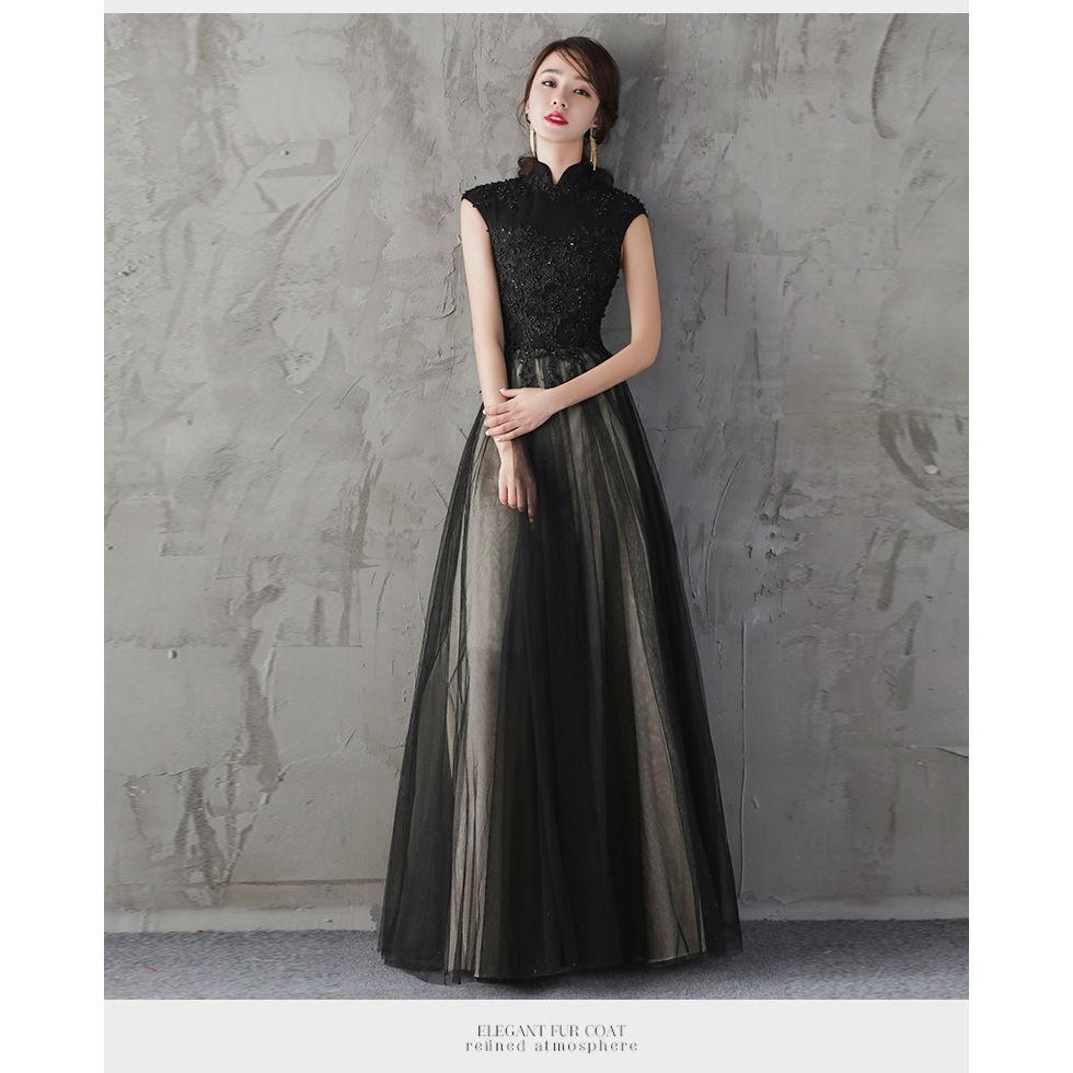 Customize Ladies Black Evening Dress Socialite Party Dignified Evening ...