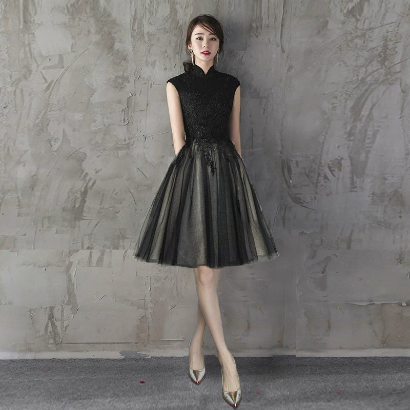 Customize Ladies Black Evening Dress Socialite Party Dignified Evening ...
