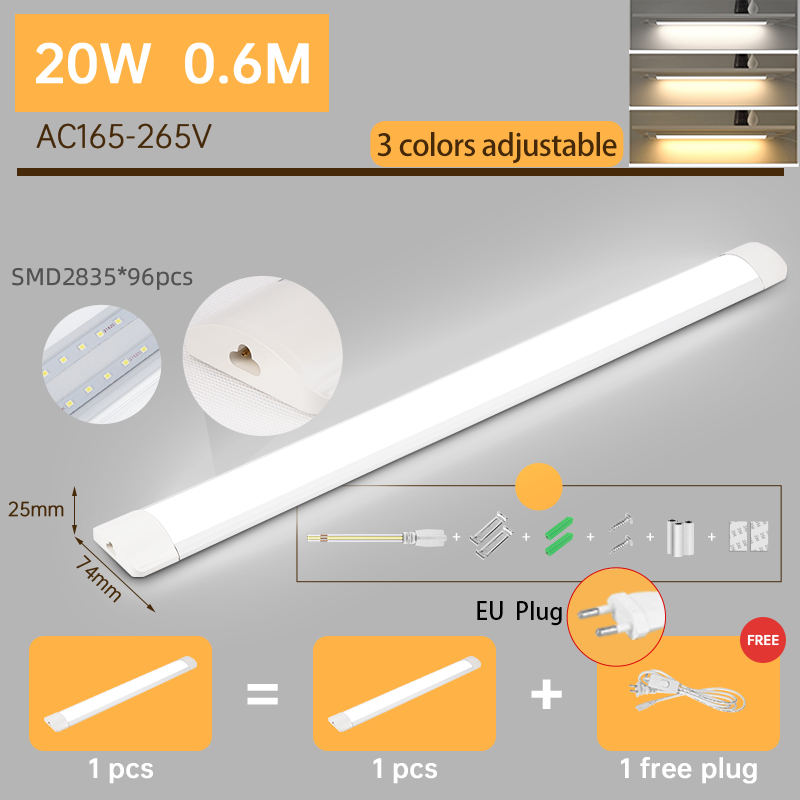 Led Light Tube With Plug 1FT 2FT Table Lamp Study Wall Mounted Lights ...